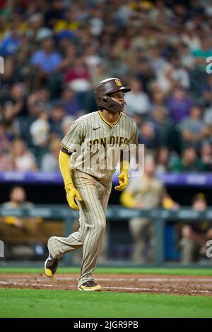 San Diego Padres shortstop C.J. Abrams throws to first base during a ...