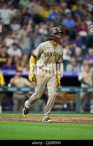 San Diego Padres shortstop C.J. Abrams throws to first during a ...
