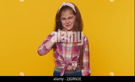 Dissatisfied angry young preteen child girl kid asking reason of ...