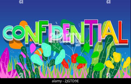 Confidential. Word written with Children's font in cartoon style Stock ...