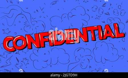 Confidential. Word written with Children's font in cartoon style Stock ...