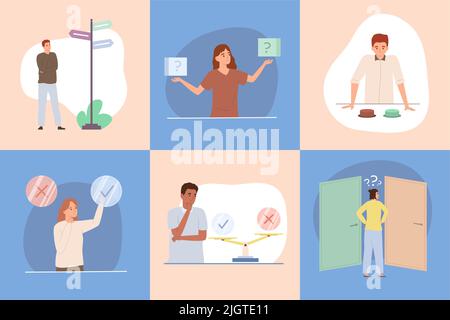 Choosing between 2 choices,confusion concept,businessman thinking with ...