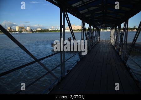 Ramkrishnapur ferry ghat jetty on the Ganges. Howrah, West Bengal ...