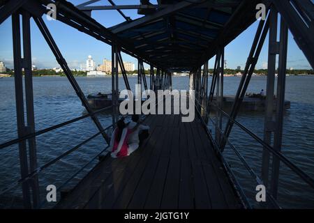 Ramkrishnapur ferry ghat jetty on the Ganges. Howrah, West Bengal ...
