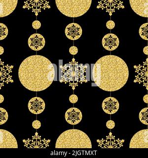 Gold background christmas sparkling seamless pattern with snowflake ...