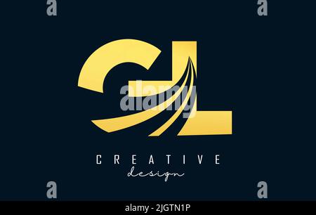 Creative blue letter GL g L logo with leading lines and road concept ...