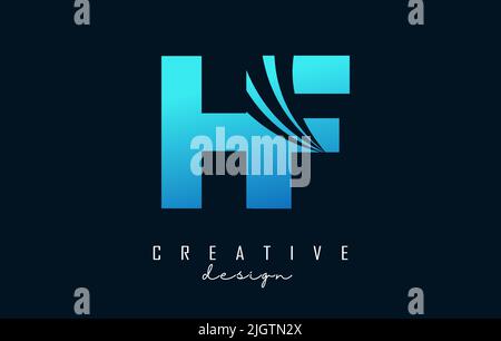 HF Letter Design with Creative Cut and Colorful Rainbow Texture. HF ...