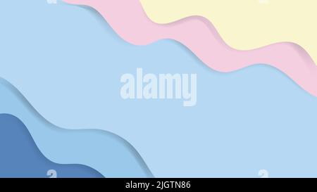 Abstract soft pinks and blues pastel summer background with paper waves ...