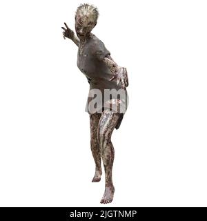 3D illustration zombie girl isolated white background Stock Photo - Alamy