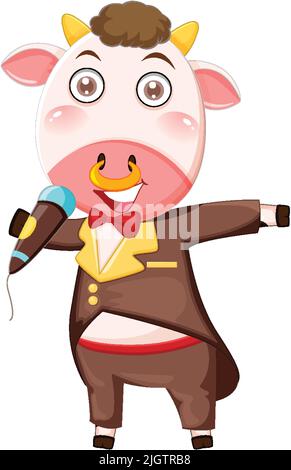 A cow singing cartoon character illustration Stock Vector Image & Art ...