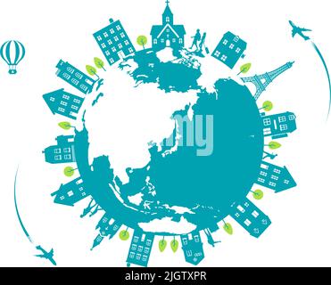 Cityscape arranged in a circle vector illustration Stock Vector Image ...