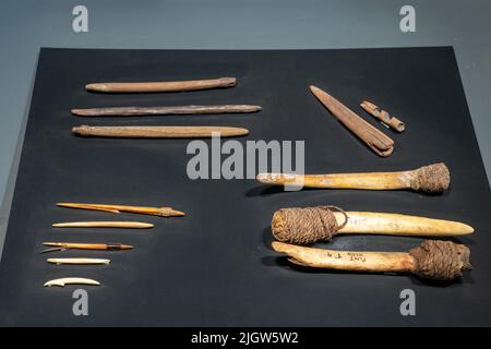 An exhibit of ancient artifacts of the Chinchorro culture in the San ...