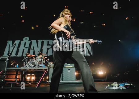 Victoria De Angelis, bass player of Italian band Maneskin is pictured ...