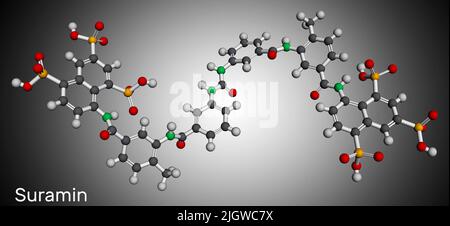 Suramin drug molecule. It is used to treat African sleeping sickness ...