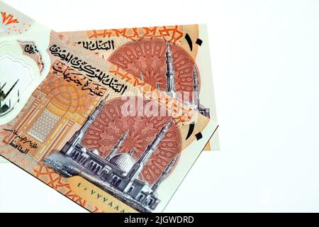 Obverse sides of the new first Egyptian 10 LE EGP ten pounds plastic ...