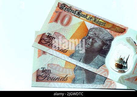 Reverse sides of the new first Egyptian 10 LE EGP ten pounds plastic ...