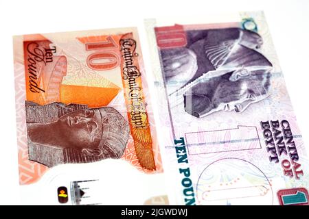 Reverse sides of the new first Egyptian 10 LE EGP ten pounds plastic ...