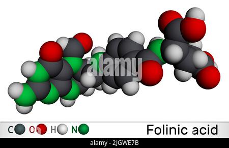 Folinic acid, leucovorin molecule. It is folate analog, used to treat ...