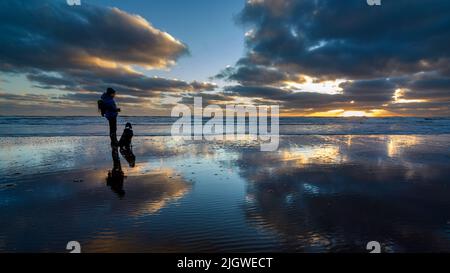 Winter morning Sunrise at Lunanbay Beach Angus Scotland Stock Photo - Alamy