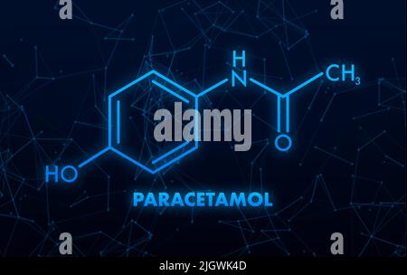 Paracetamol molecular structure on white background. Skeletal chemical ...