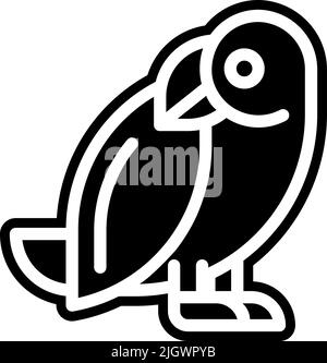 Polar arctic bird - puffin. Black outline on white background. Picture ...