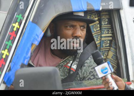 Addis Ababa, Ethiopia. 8th July, 2022. A staff member works at a gas ...