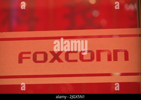 Shanghai,China-Feb.8th 2022: close up CMBC(China Minsheng Banking Corp. Ltd.) bank logo at night ...