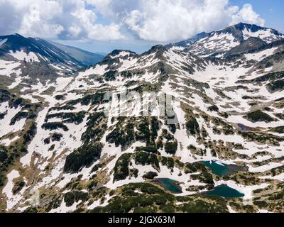 Amazing Aerial view of Popovo Lake at Pirin Mountain, Bulgaria Stock ...