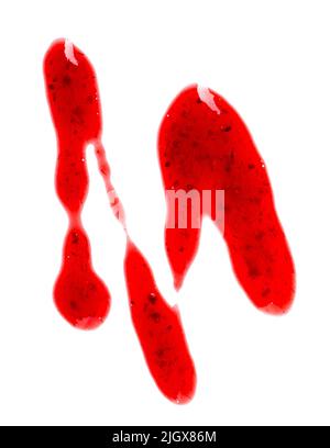 Strawberry jam drizzle isolated on white background. Splashes of berry ...