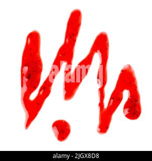 Strawberry jam drizzle isolated on white background. Splashes of berry ...