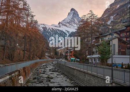 Matter Vispa river in Zermatt by day, Zermatt, Switzerland Stock Photo ...