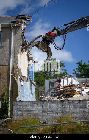 Property Demolition. A row of houses in united kingdom being demolished ...