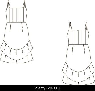 Camisole top technical fashion illustration with oversized body, bonded ...