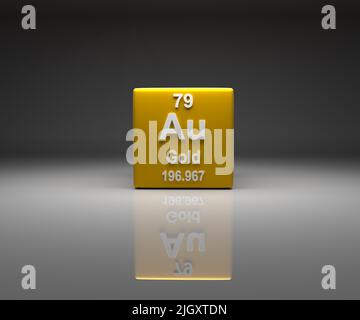 Cube with Gold number 79 periodic table, 3d rendering Stock Photo - Alamy