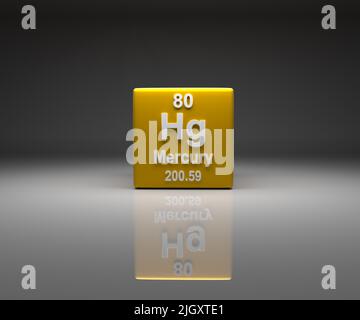 Cube with Mercury number 80 periodic table, 3d rendering Stock Photo ...