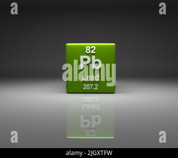 Cube with Lead number 82 periodic table Stock Photo - Alamy