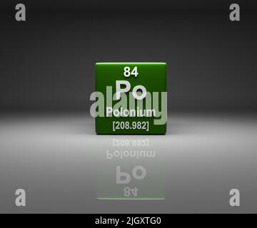 Cube with Polonium number 84 periodic table, 3d rendering Stock Photo ...