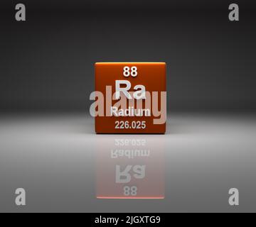 Radium Ra, chemical element. 3D rendering isolated on black background ...