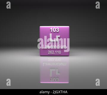 Cube with Lawrencium number 103 periodic table, 3d rendering Stock ...