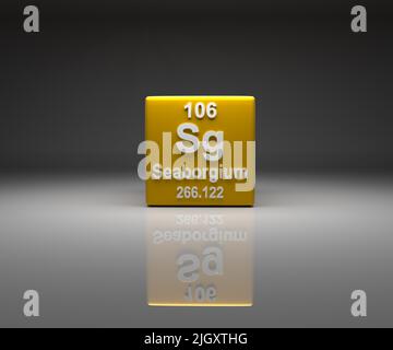 Cube with Seaborgium number 106 periodic table, 3d rendering Stock ...