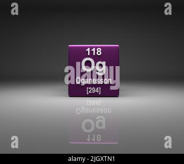 Cube with Oganesson number 118 periodic table, 3d rendering Stock Photo ...