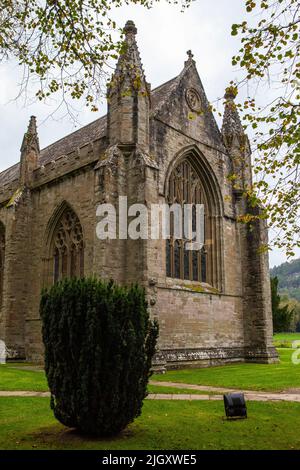 Dunkeld, Scotland - October 11th 2021: A blue plaque noting the history ...
