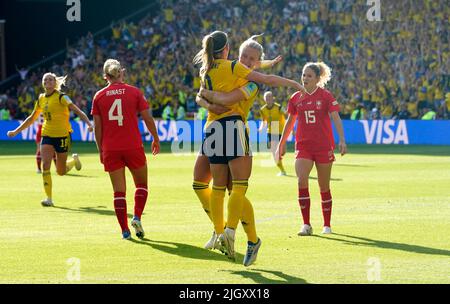 SwedenÕs Rebecka Blomqvist celebrates only for her goal to be ruled out ...
