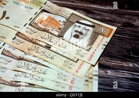 Saudi Arabia 10 SAR ten Saudi riyals cash money banknote with the photo ...