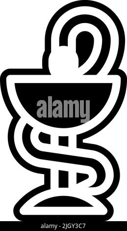 Bowl of Hygeia icon. Pharmacy. Flat design, linear and color styles. Isolated vector ...