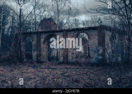 Abandoned rotten House, Dilapidated foundations of an abandoned ...
