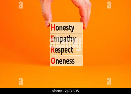 HERO honesty empathy respect oneness symbol. Concept words HERO honesty ...