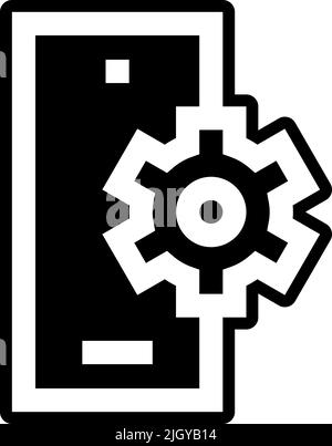 API glyph icon. Application programming interface. Coding. Software building blocks. Robotic ...