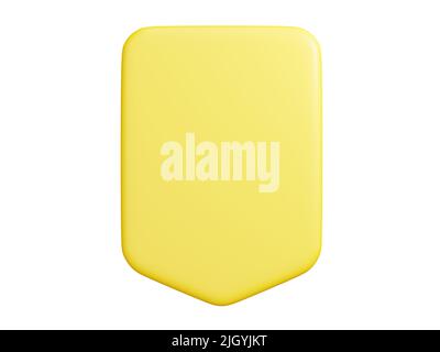 Banner plate 3d render - rectangular shaped yellow plaque with empty ...