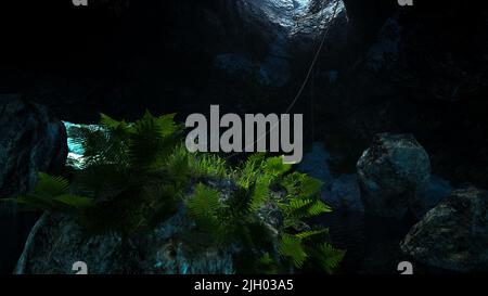 3d illustration of a misterious and dark fantasy cave Stock Photo - Alamy